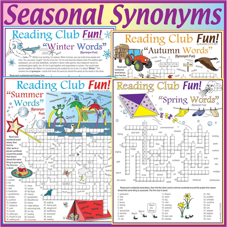 Synonyms for All Seasons – Vocabulary Bundle – Fall Winter Spring ...
