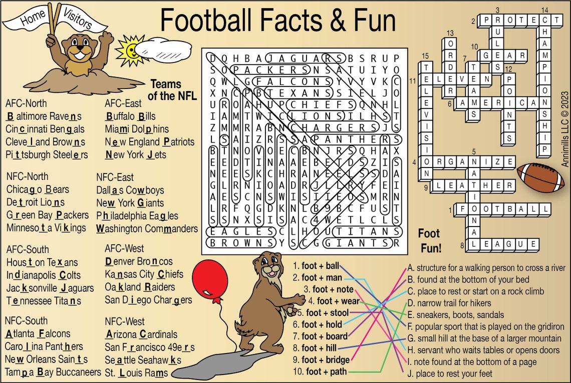 Football Facts & Fun Printable Activity Set history, Teams, Terms - Etsy