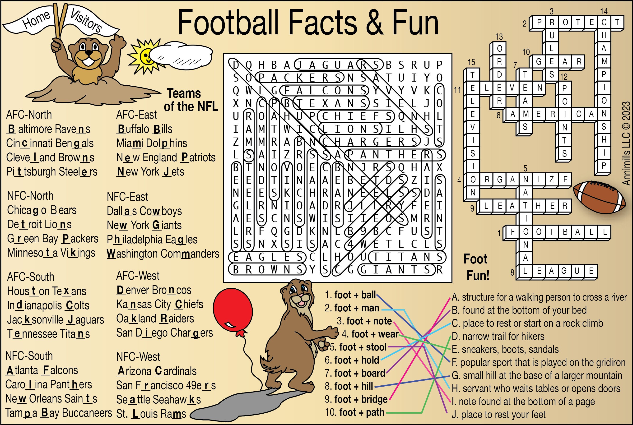 Football Facts & Fun Printable Activity Set history, Teams, Terms - Etsy