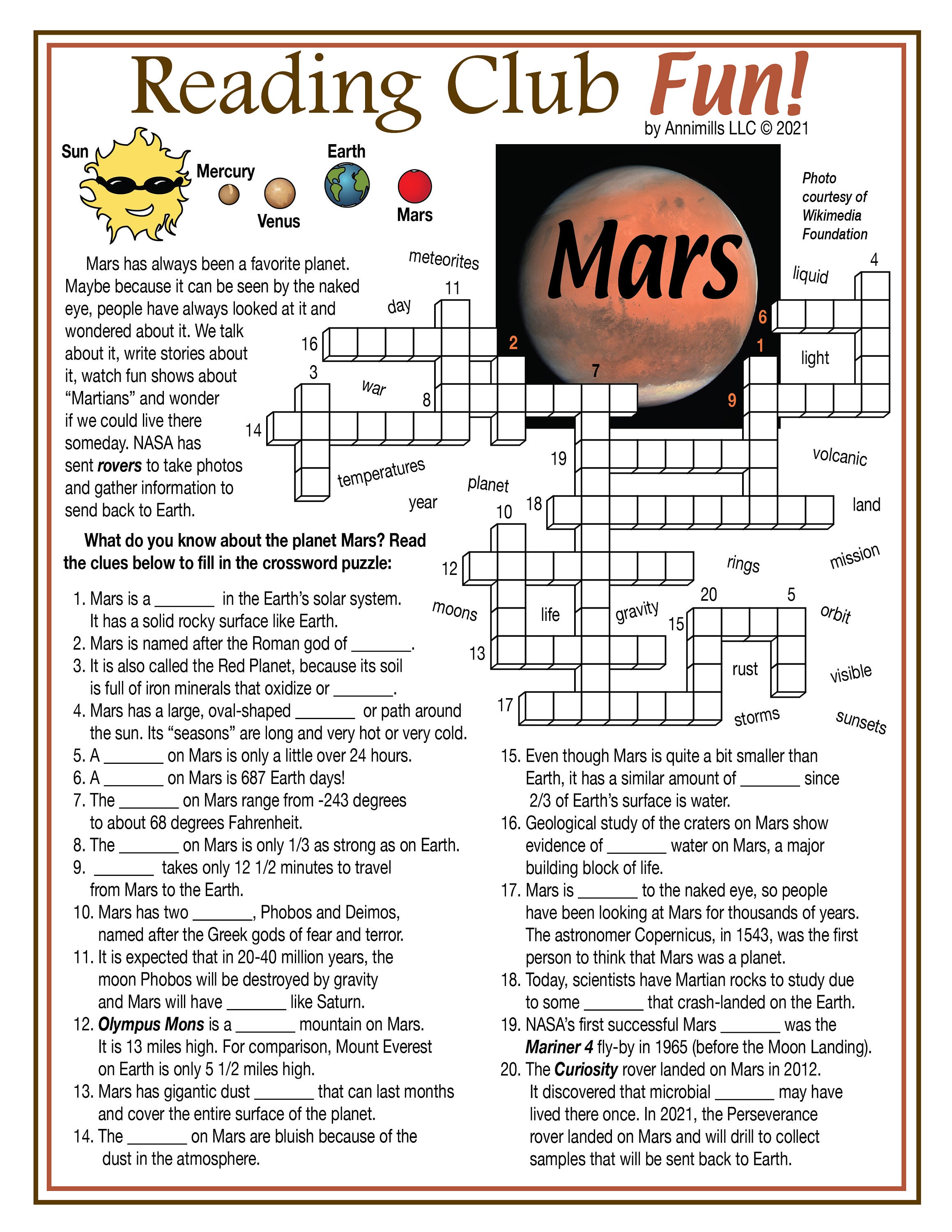 Future of Space Exploration NASA, Mars, Beyond Printable Puzzles With ...