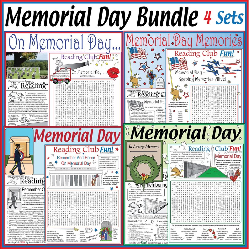 Memorial Day Themes Printable Puzzle Bundle – Remembering and Honoring ...