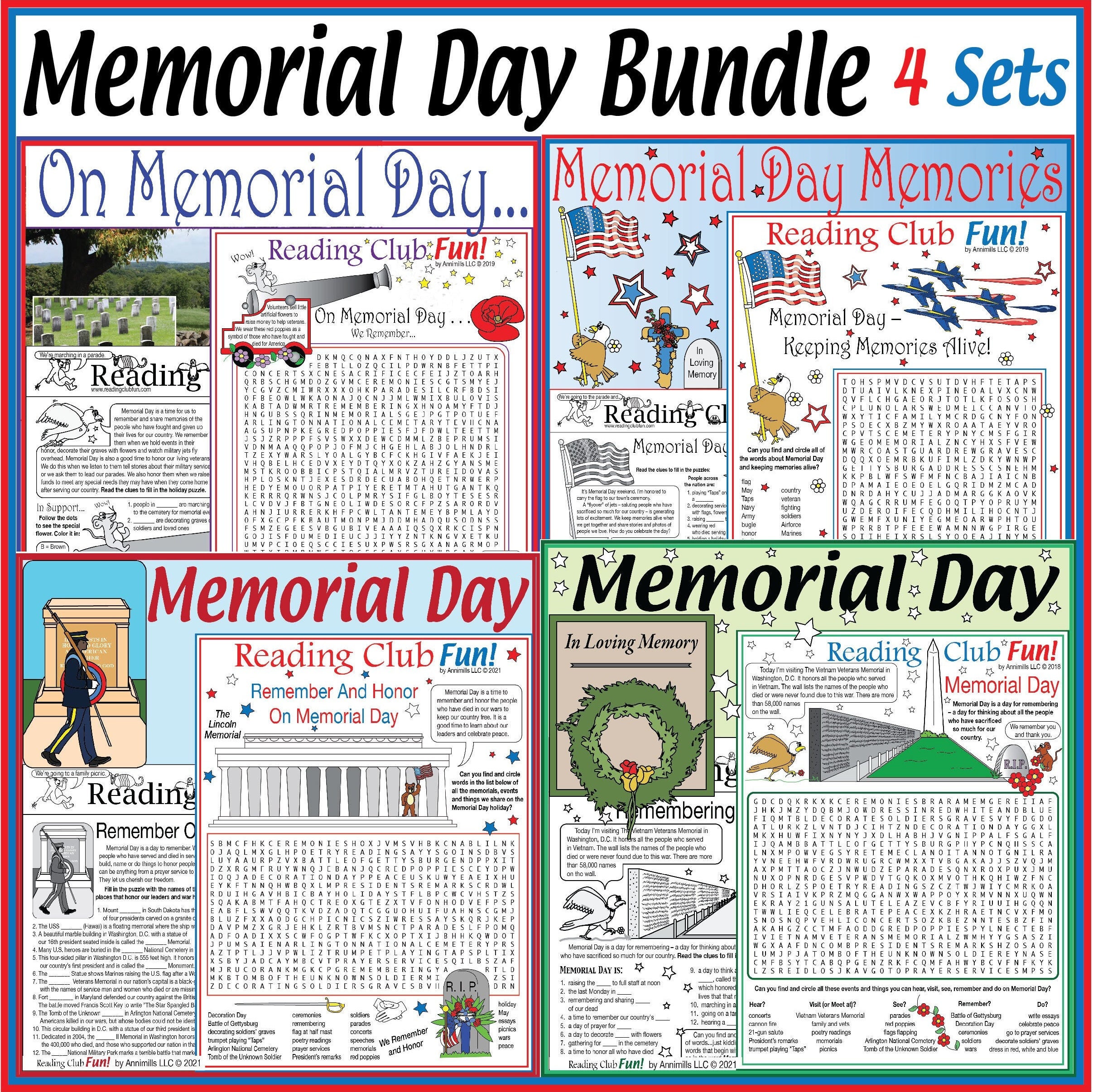 Memorial Day Themes Printable Puzzle Bundle – Remembering and Honoring ...