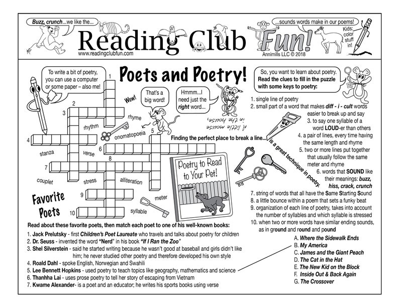 Poets and Poetry Printable Puzzle Set - Educational Games - Etsy