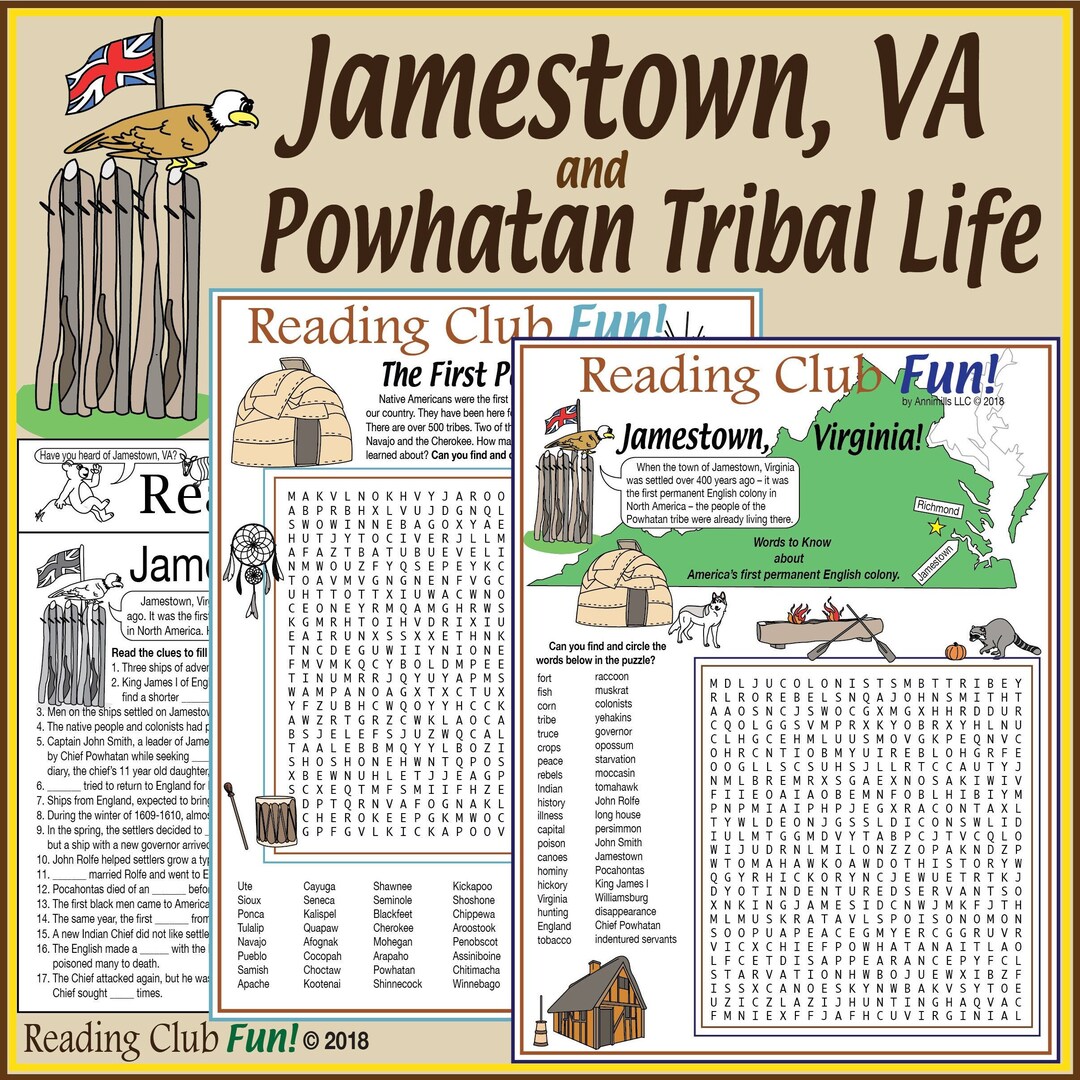 Jamestown, Powhatan, First People (native Americans) Printable Puzzles ...