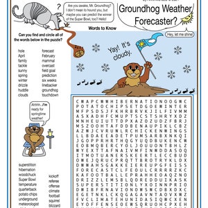 Groundhog Day and Weather – Printable Activity Set, Word Searches ...