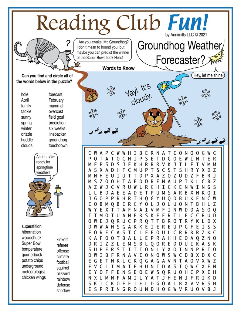 Groundhog Day and Weather – Printable Activity Set, Word Searches ...