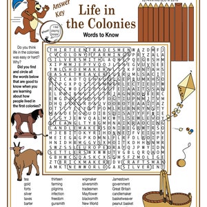 Life in the Colonies (american History) Printable Word Search Puzzle - Etsy