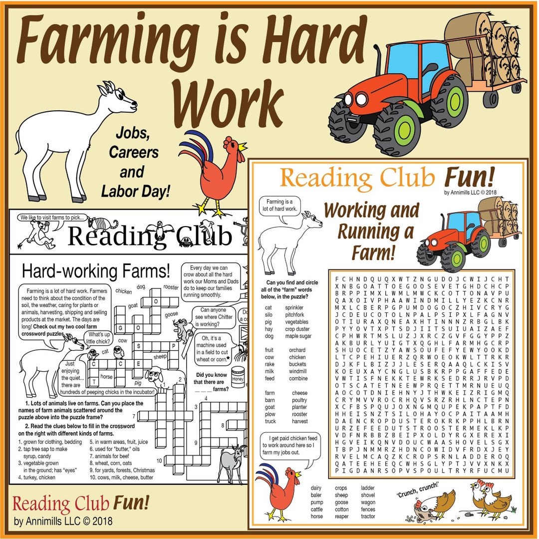 Farms: Hard-working Farms Printable Puzzles (jobs, Careers, Agriculture ...