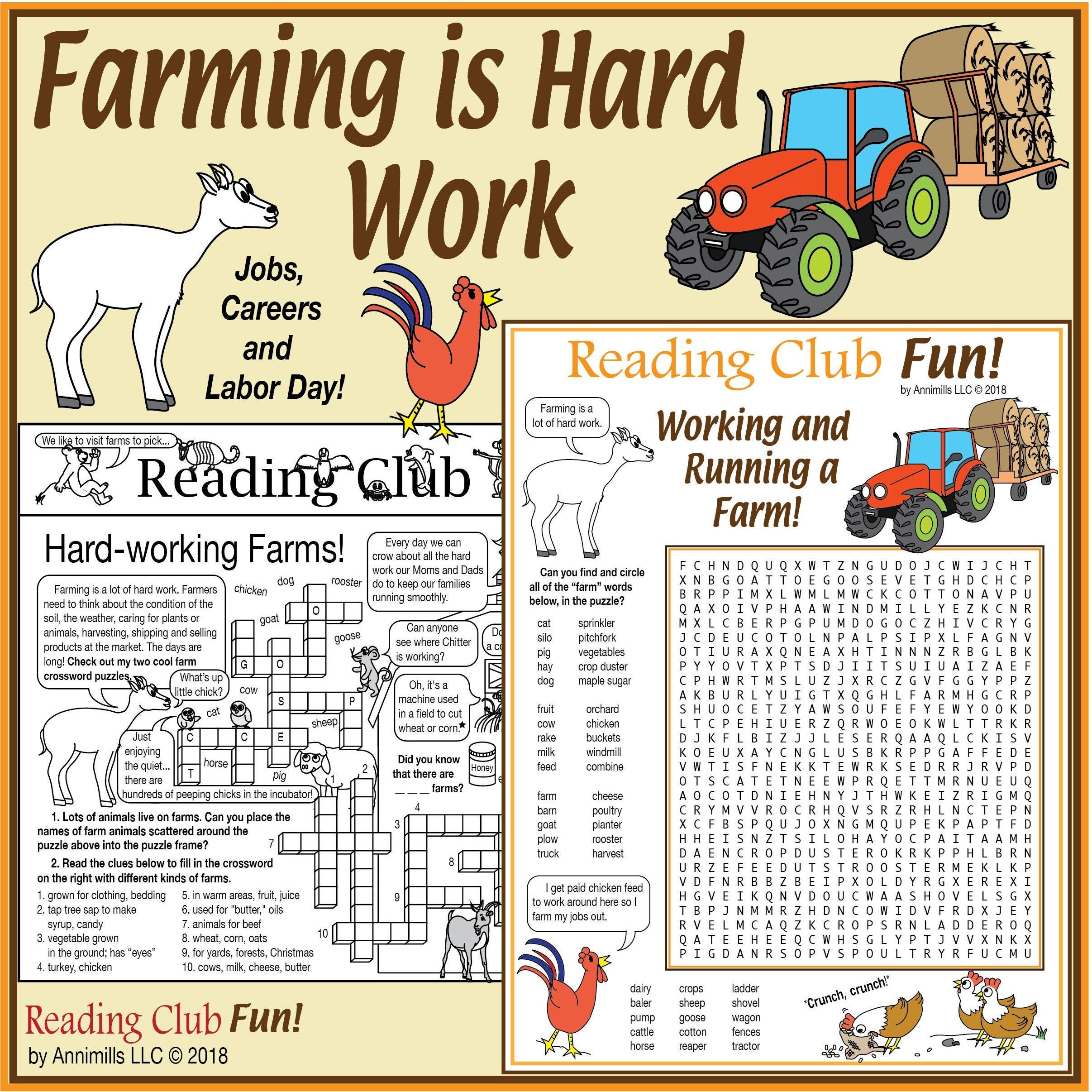 Farms: Hard-working Farms Printable Puzzles (jobs, Careers, Agriculture ...