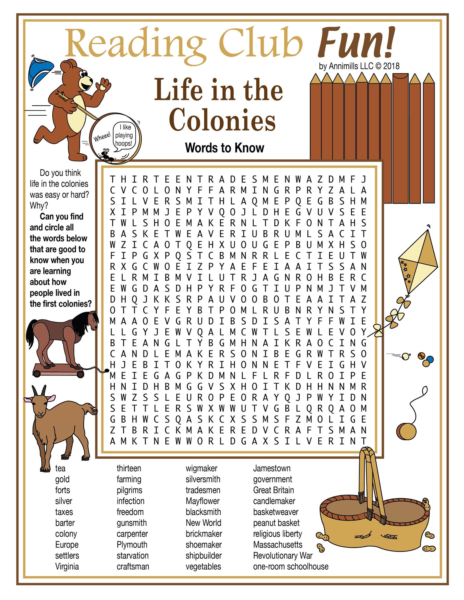 Life in the Colonies (american History) Printable Word Search Puzzle - Etsy