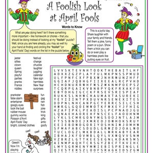 April Fools' Day Printable Puzzle Bundle – History, Vocabulary ...