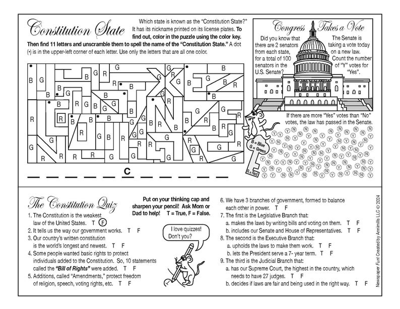 Constitution Day Puzzle and Activity Set and Government Word Search - Etsy