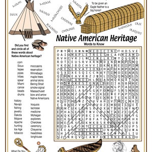 Native American Heritage Word Search Puzzle - First People - Indigenous ...
