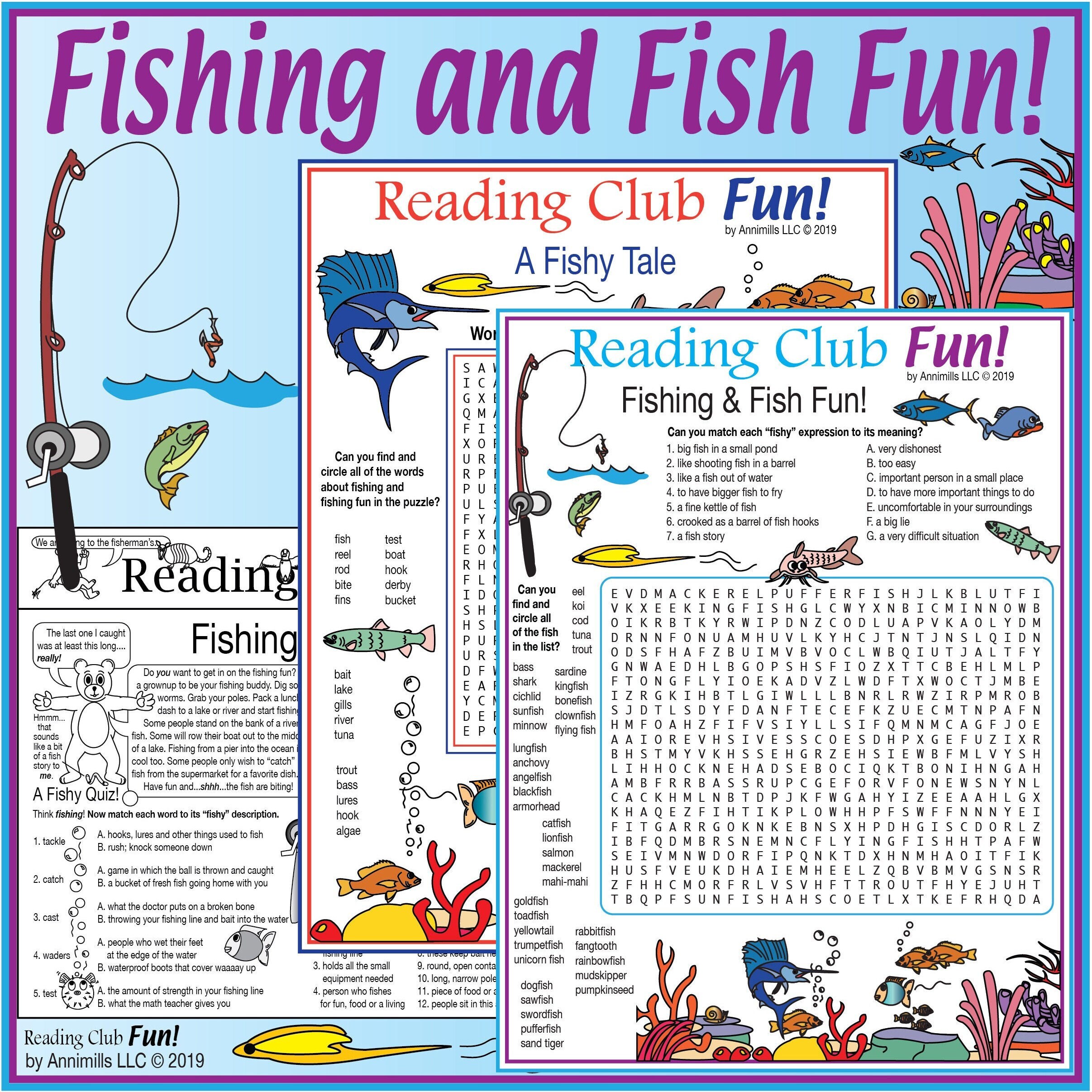 Fishing & Fish Fun – Vocabulary-rich Printable Activity Puzzle Pack ...