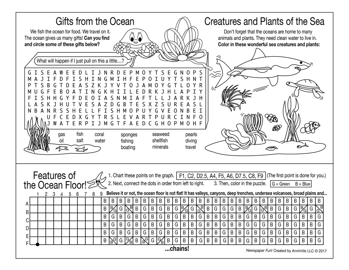 World of Oceans Activity Set Earth Day Printable Puzzles Activity - Etsy