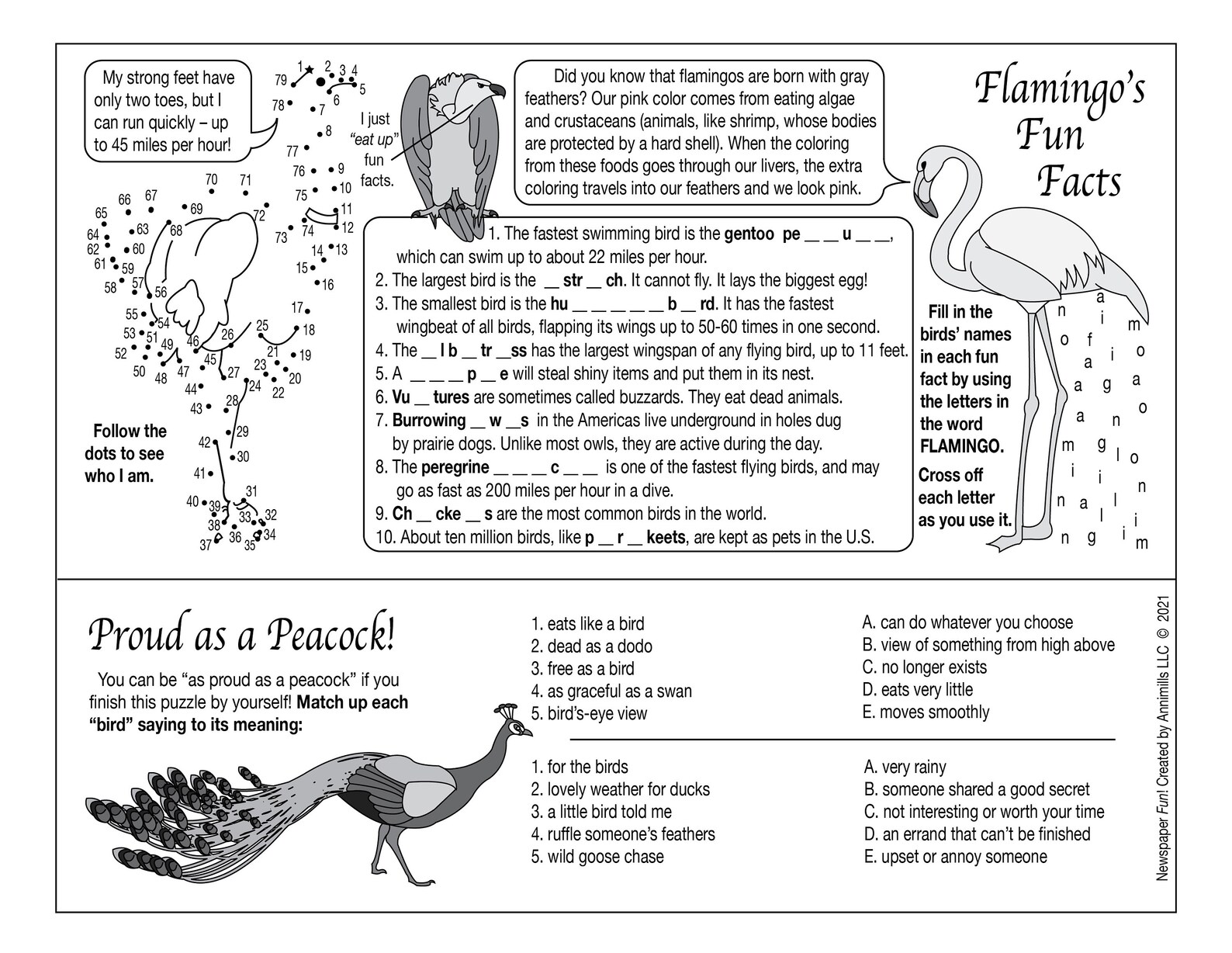 Billions of Birds – Printable Puzzles - Activity Set + Two Word ...