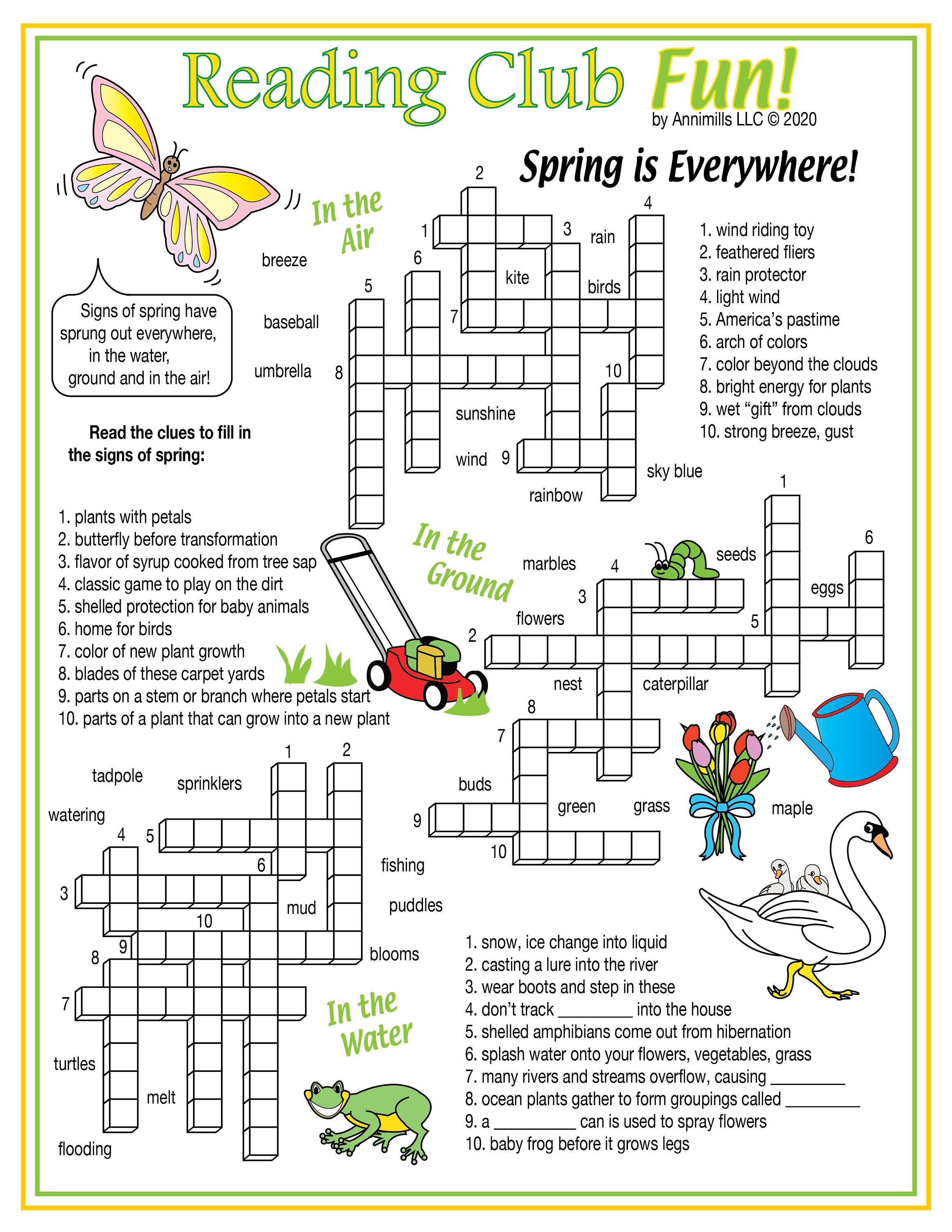 Signs of Spring Everywhere Printable Crossword Puzzle - Educational ...