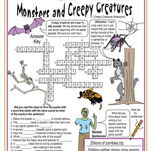 Halloween Monsters and Creepy Creatures Anytime Fun Alliteration ...