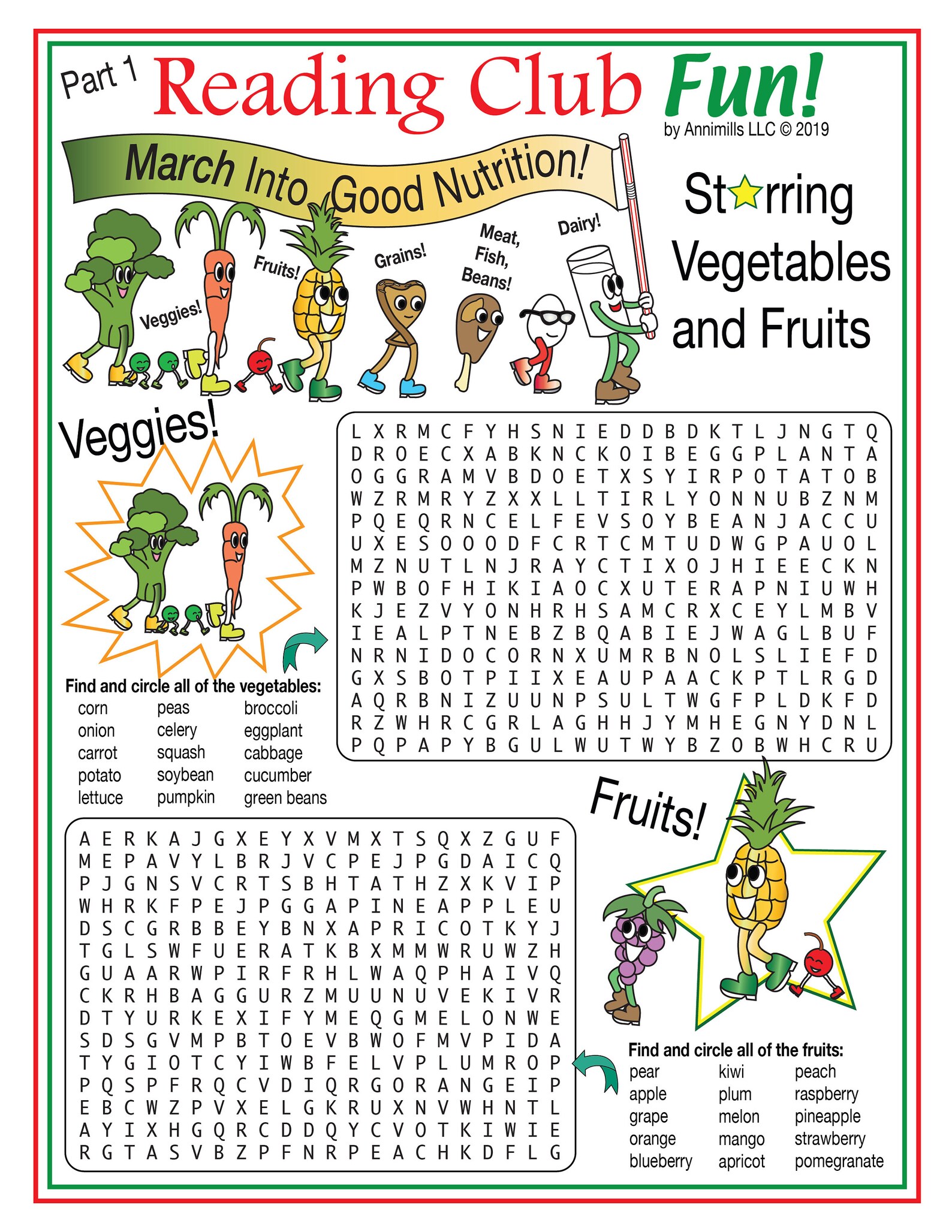 Nutrition for Better Health – Puzzles – Crosswords, Word Searches ...