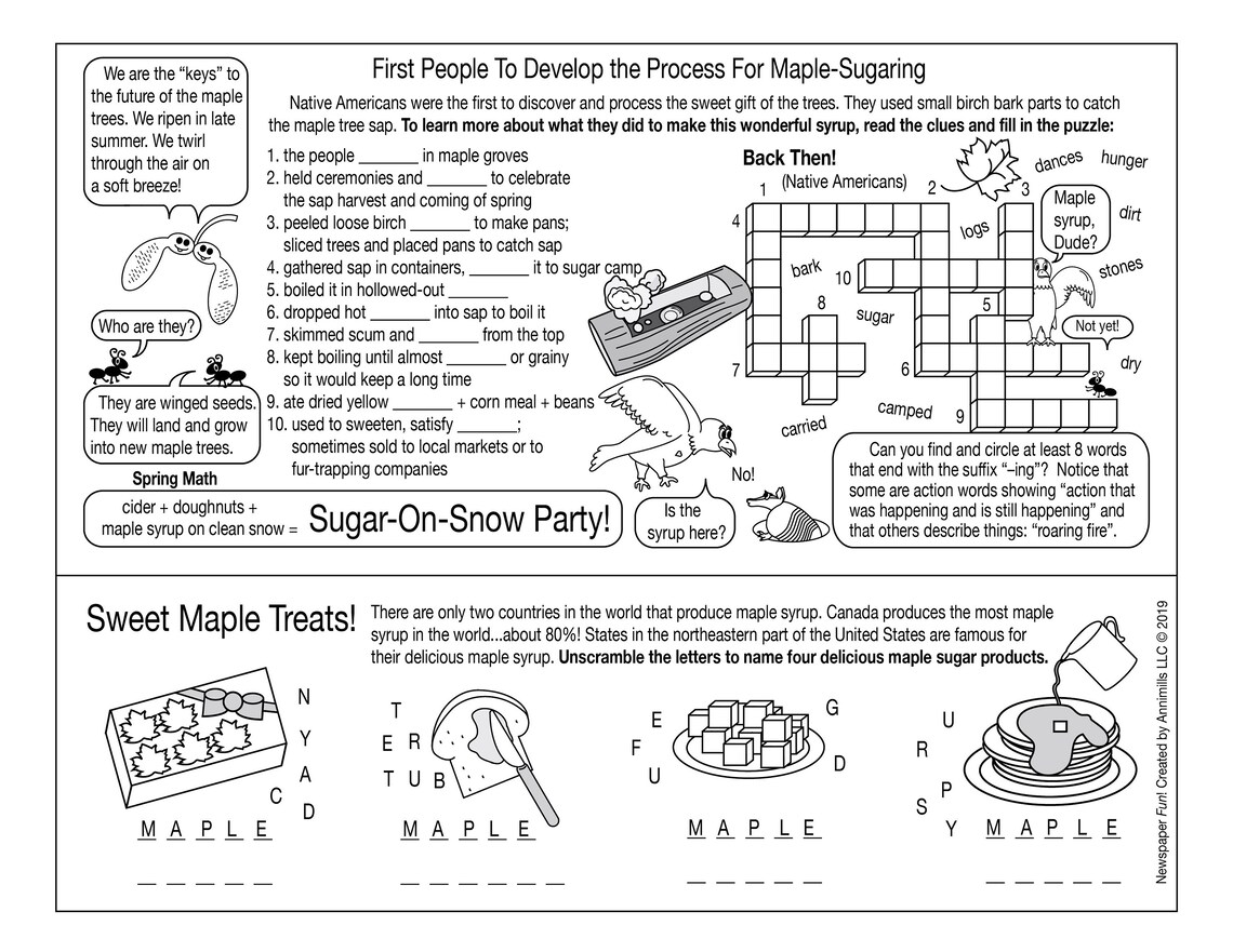 Maple Sugaring Time Traditions Printable Puzzle Activity - Etsy