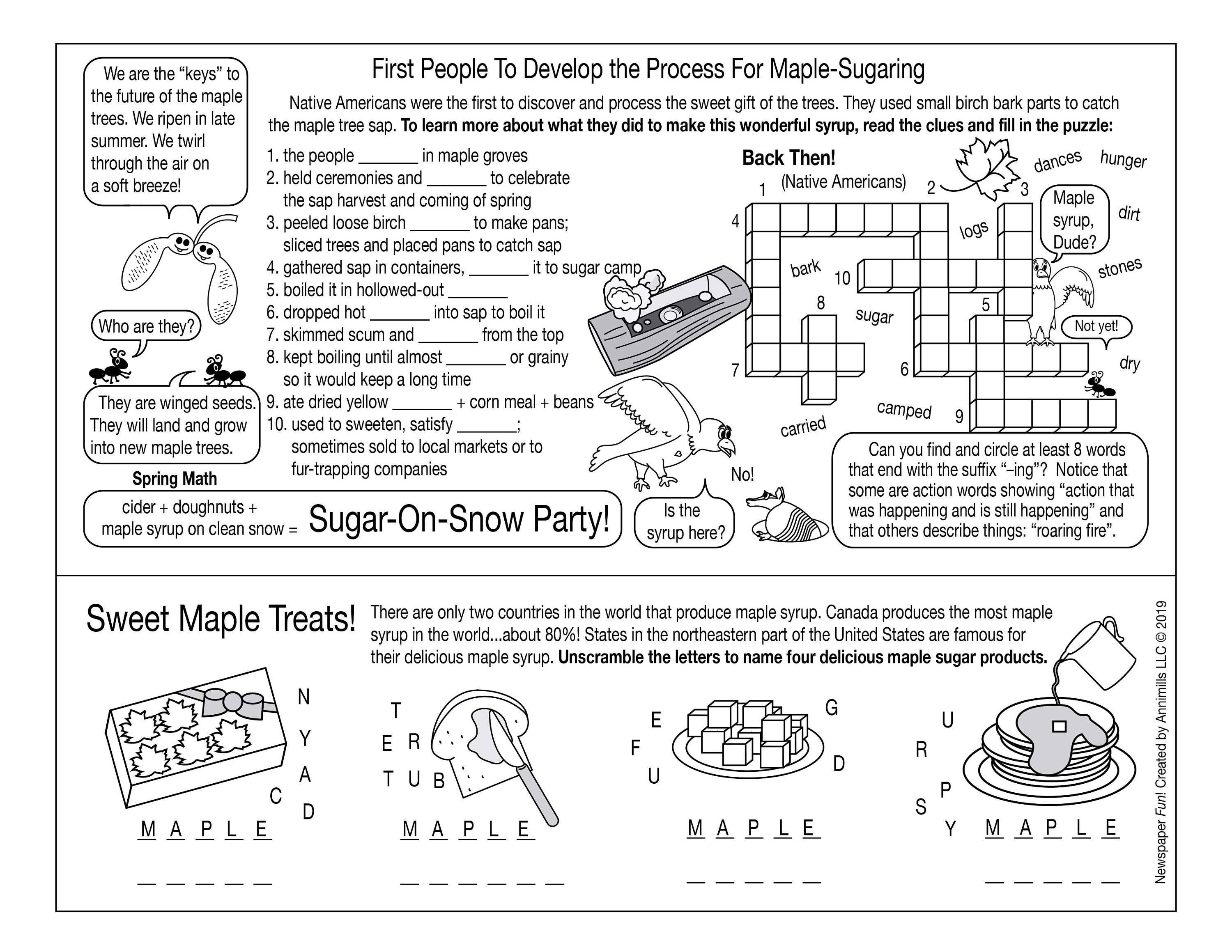 Maple Sugaring Time Traditions Printable Puzzle Activity - Etsy