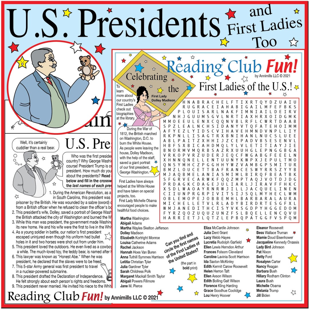 Presidents Day and First Ladies Activity Set, Word Searches and 2 FREE ...