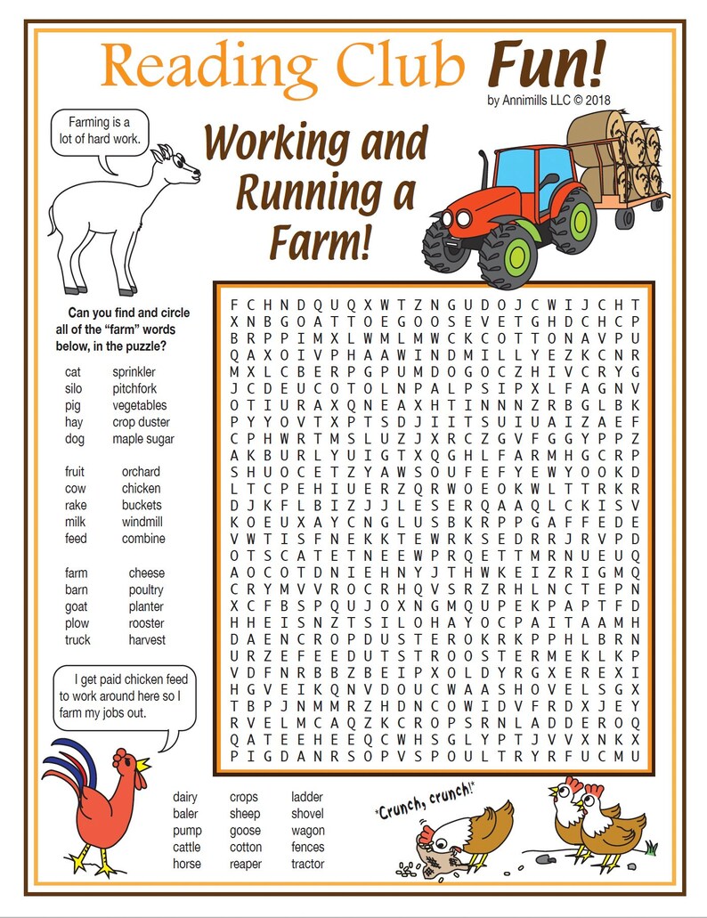 Farms: Hard-working Farms Printable Puzzles (jobs, Careers, Agriculture ...