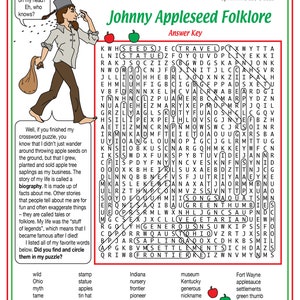 Johnny Appleseed Crossword and Word Search Puzzles - Etsy