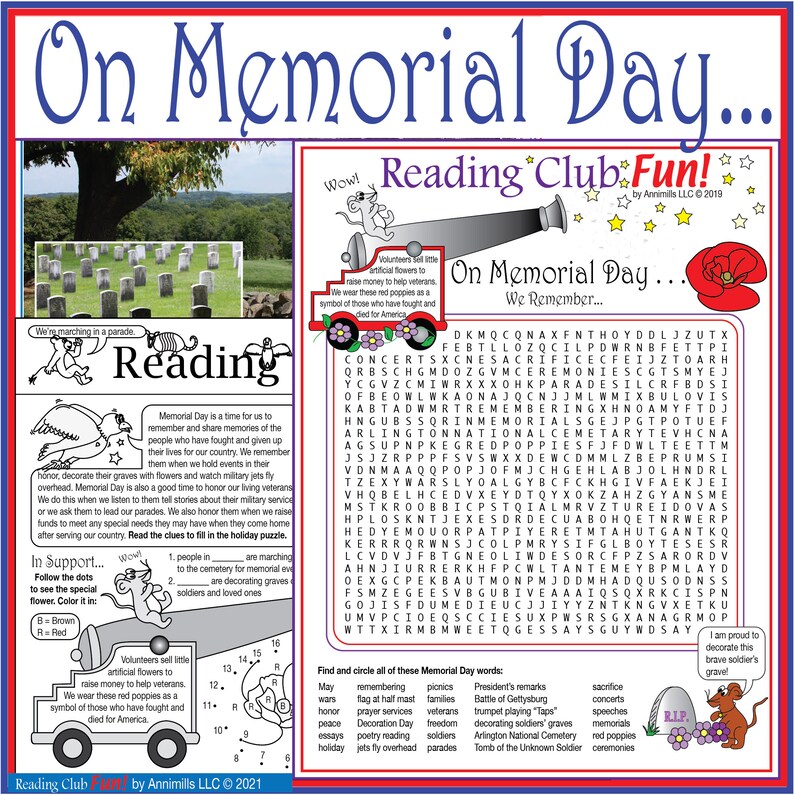 Memorial Day Themes Printable Puzzle Bundle – Remembering and Honoring ...