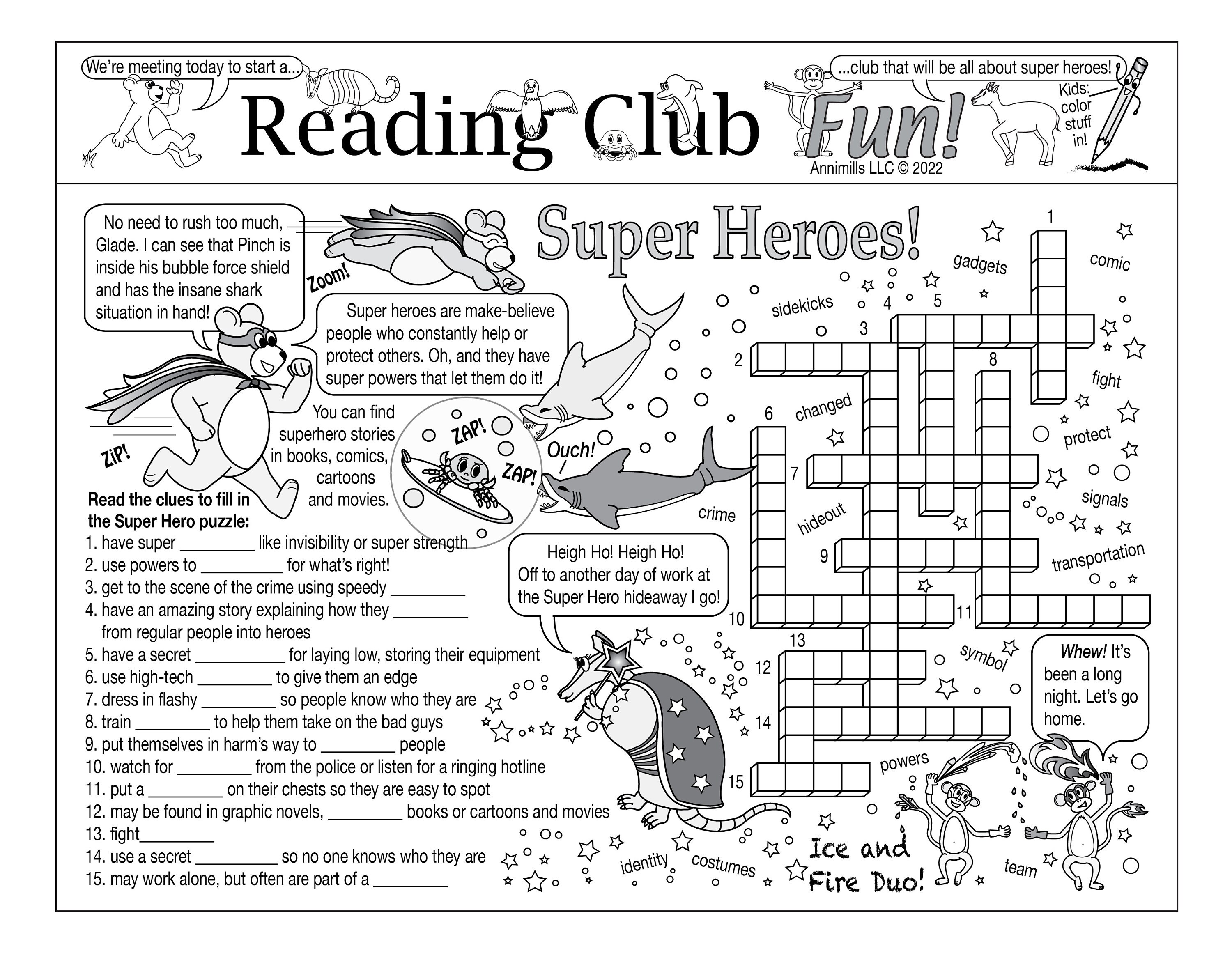 Super Heroes, Super Powers, Comics and Onomatopoeia Printable Puzzle ...