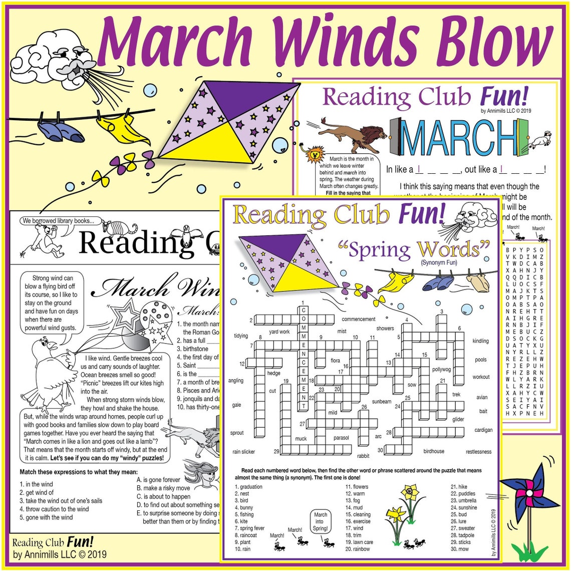March Winds Blow Spring Printable Puzzle Activity Set - Etsy