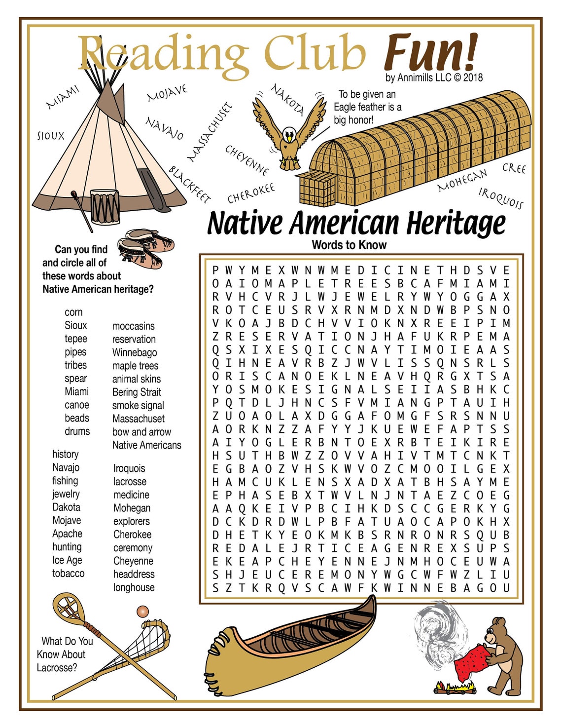 Native American Heritage Word Search Puzzle - First People - Indigenous ...