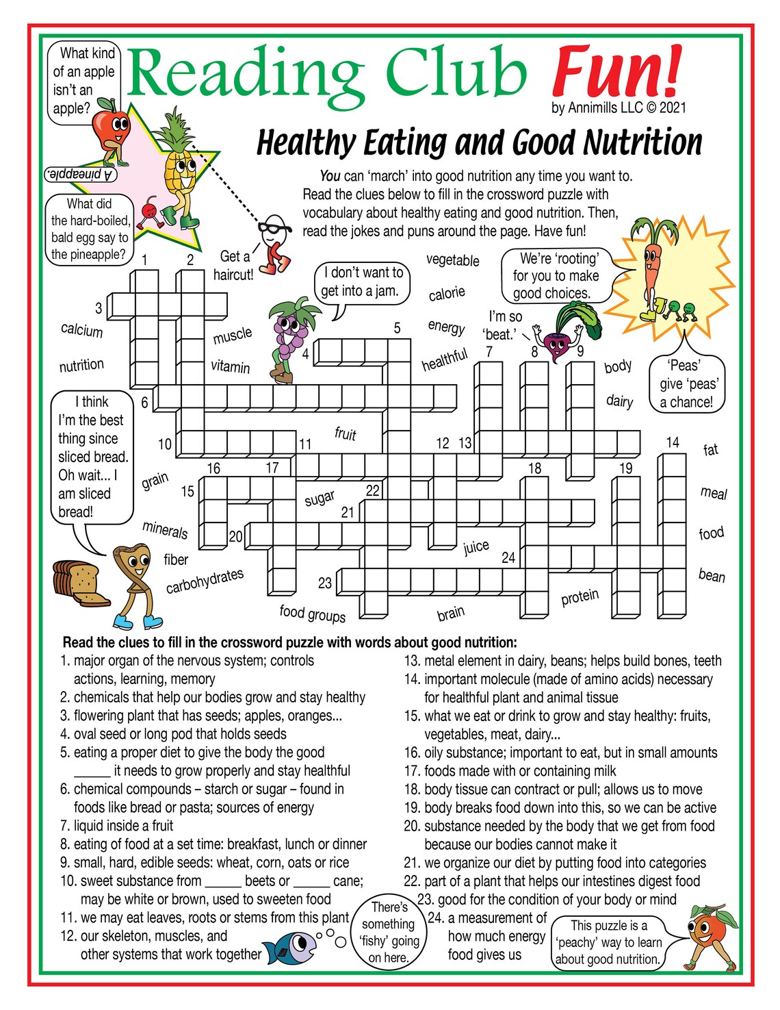 Nutrition for Better Health – Puzzles – Crosswords, Word Searches ...