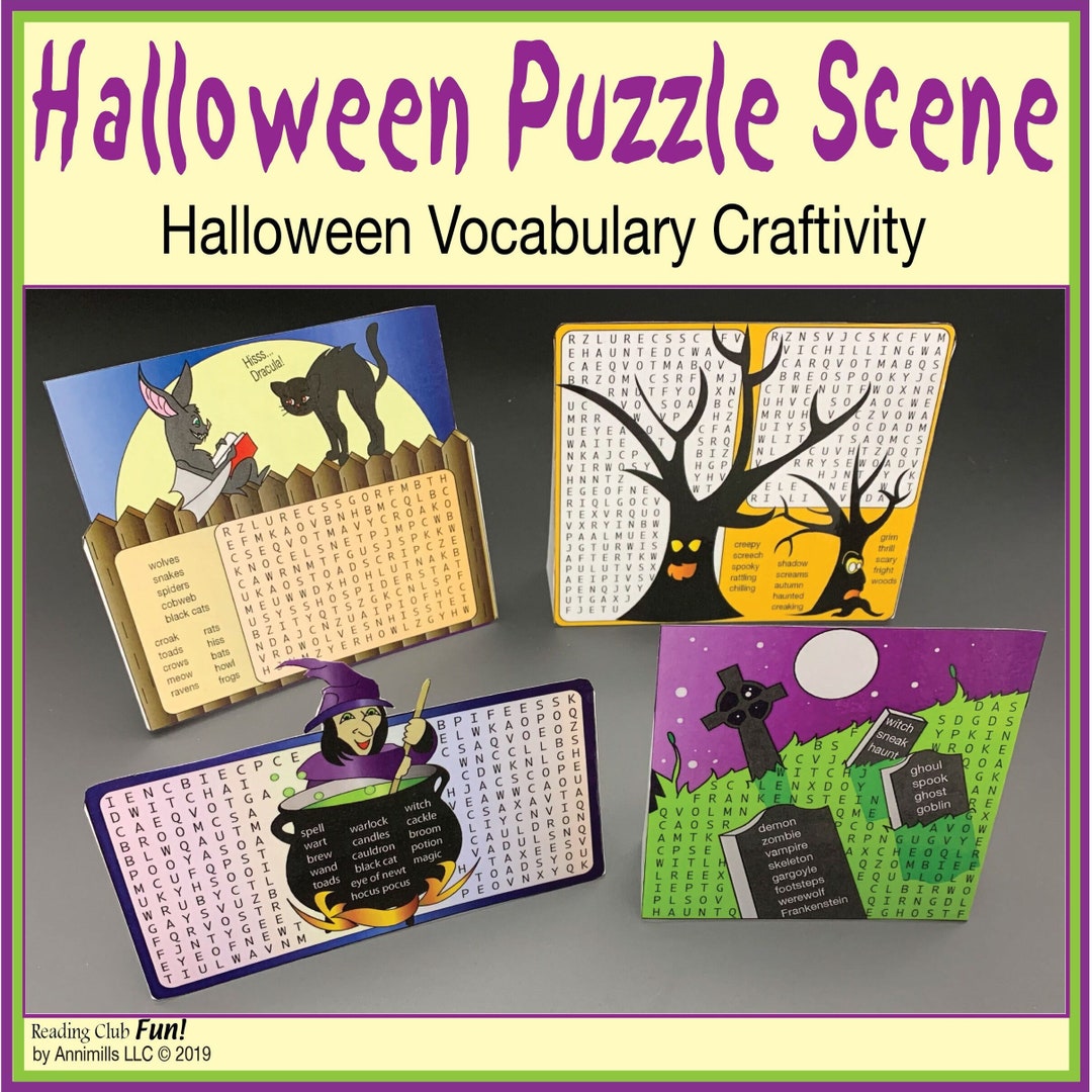 Halloween Vocabulary Spooky Cut-out & Stand up Scene (4 Word Search ...