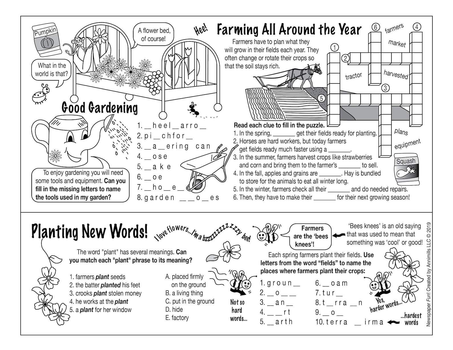 Planting - Farms and Gardens Puzzle Set – BONUS Noun and Adjective Word ...