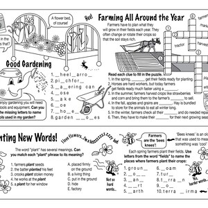 Planting - Farms and Gardens Puzzle Set – BONUS Noun and Adjective Word ...