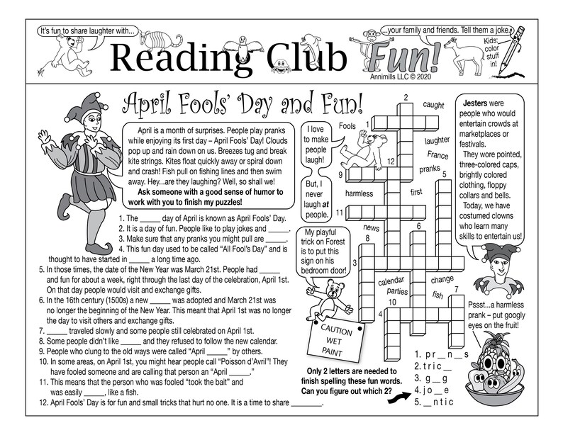 April Fools' Day Printable Puzzle Bundle – History, Vocabulary ...