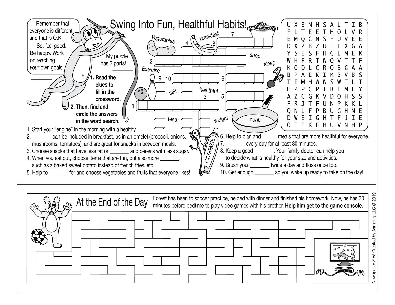 Nutrition for Better Health – Puzzles – Crosswords, Word Searches ...