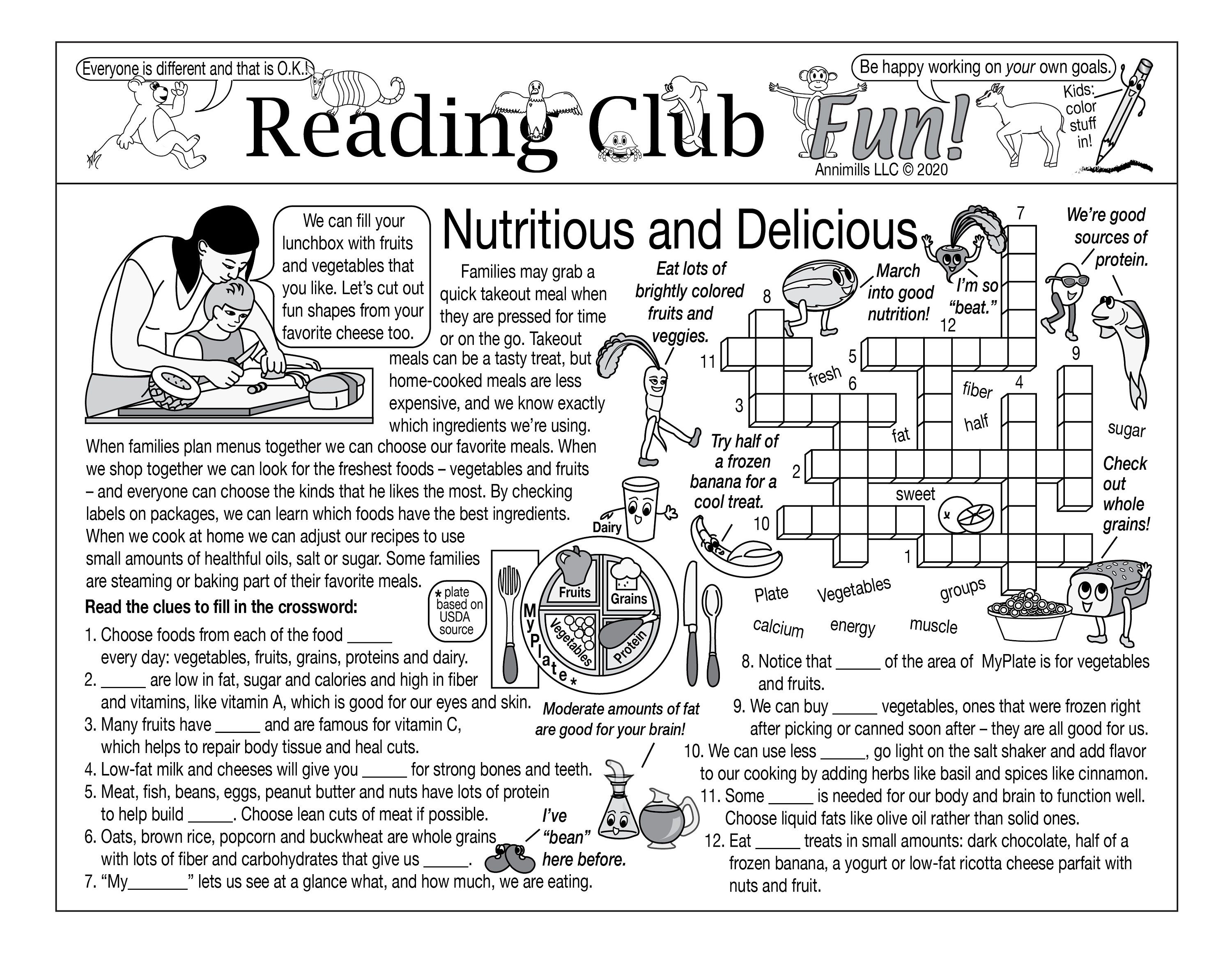 Nutrition and Exercise Printable Puzzles – Healthy Eating, Cooking ...