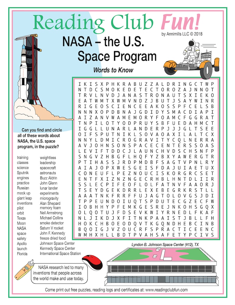 NASA – History, Innovation and Careers in Space Printable Puzzles ...