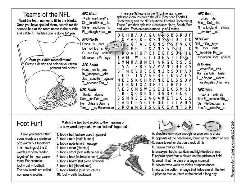 Football Facts & Fun Printable Activity Set history, Teams, Terms - Etsy