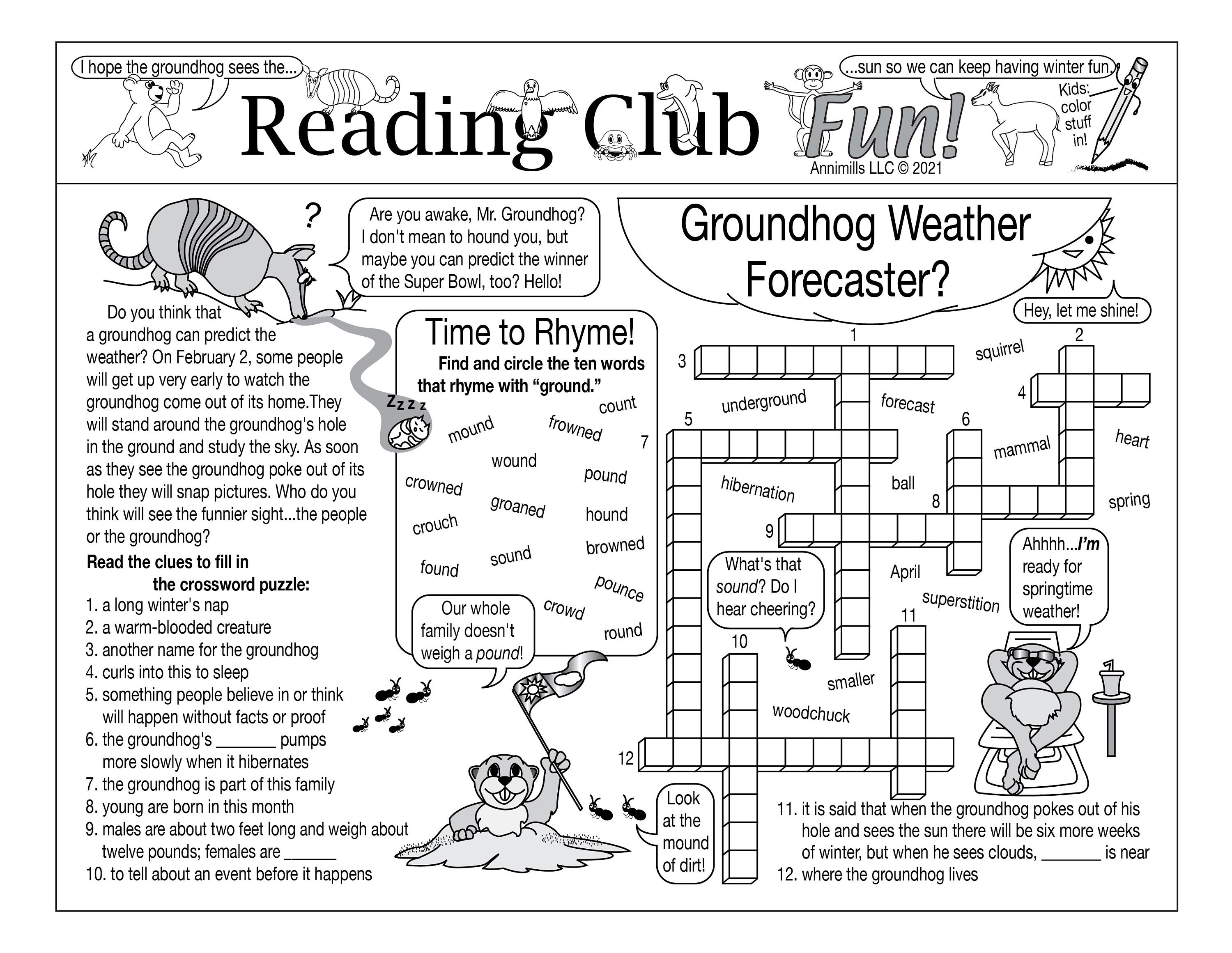 Groundhog Day and Weather – Printable Activity Set, Word Searches ...