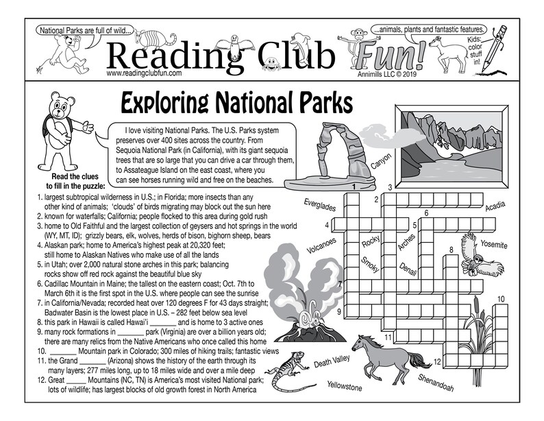 National Parks Printable Puzzle Activity Set, Vocabulary Word Search ...