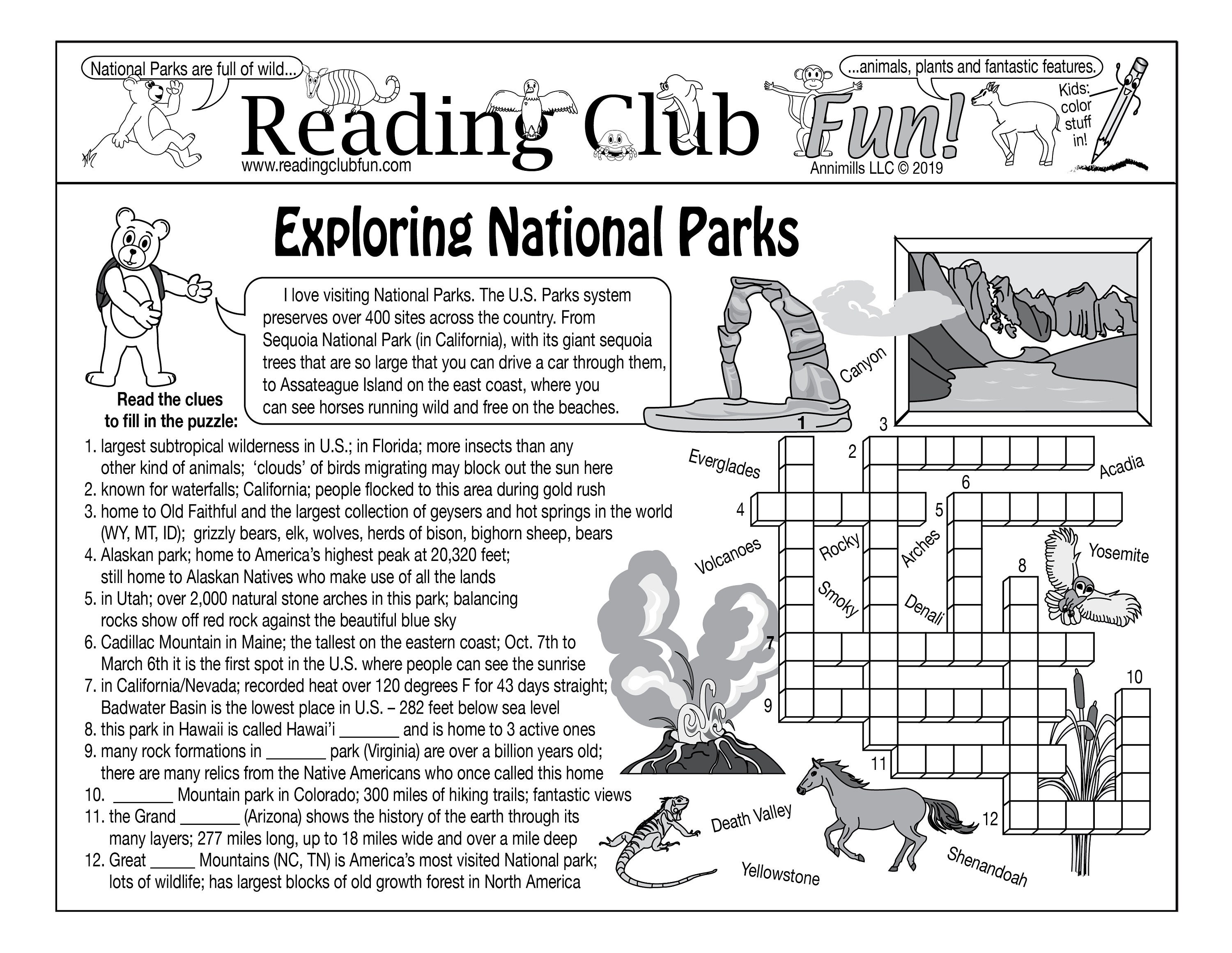 National Parks Printable Puzzle Activity Set, Vocabulary Word Search ...