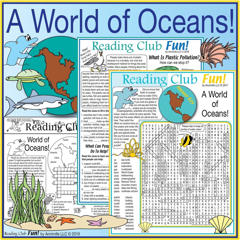 World of Oceans Activity Set Earth Day Printable Puzzles Activity - Etsy