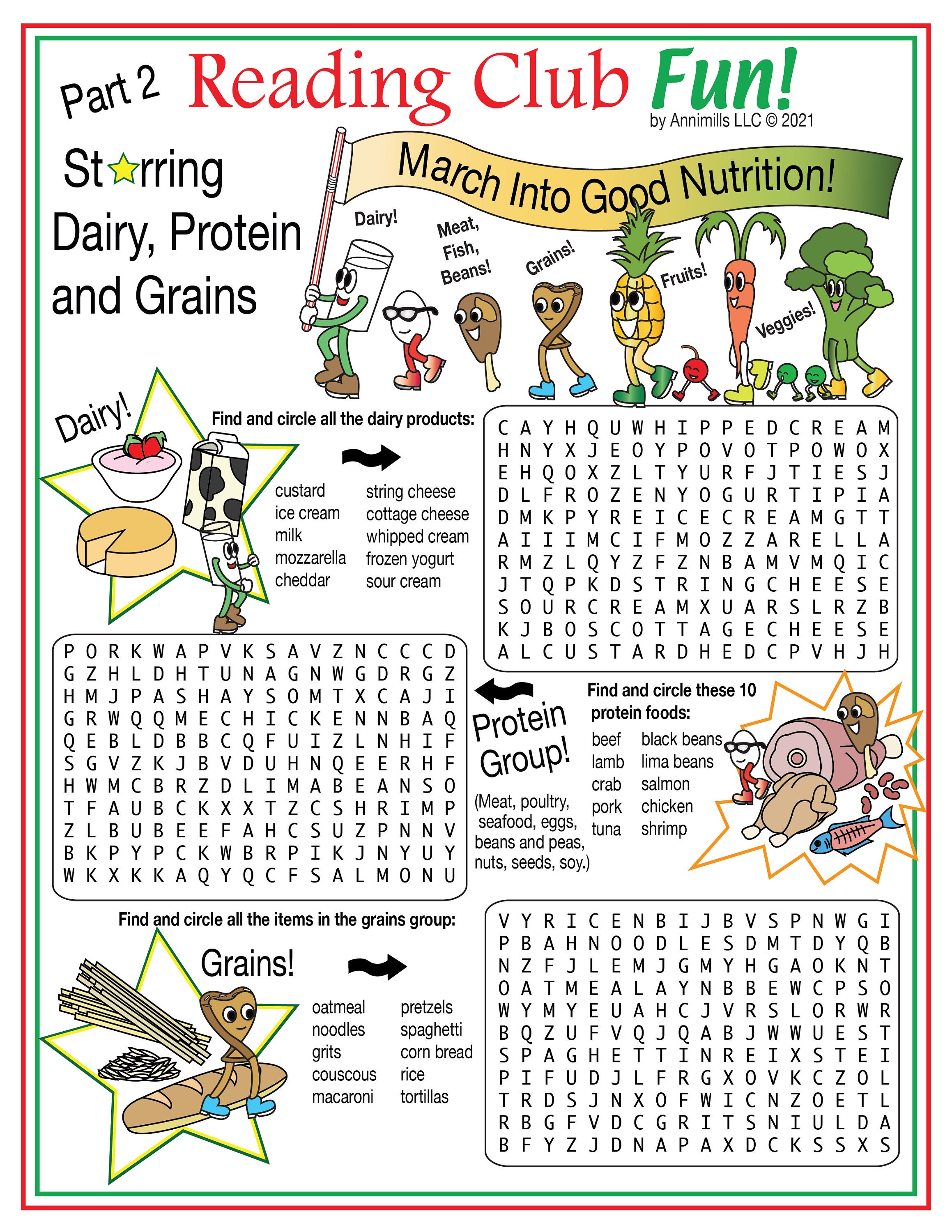 Nutrition for Better Health – Puzzles – Crosswords, Word Searches ...