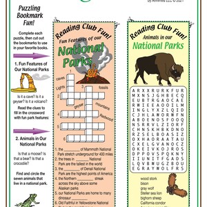 National Parks Printable Puzzle Activity Set, Vocabulary Word Search ...
