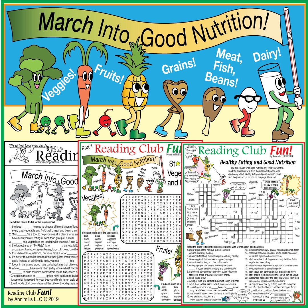Nutrition for Better Health – Puzzles – Crosswords, Word Searches ...
