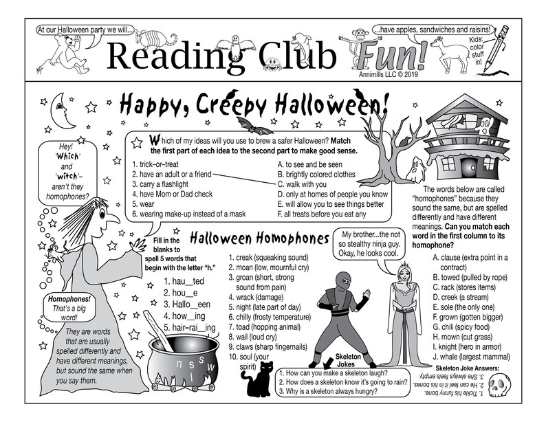 Halloween Homophones Puzzle Pack – Activity Set, Word Search, Log ...