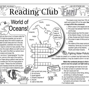 World of Oceans Activity Set Earth Day Printable Puzzles Activity - Etsy